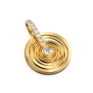 Spiral Gold Diamonds Disc Pendant / Natural Diamond Handmade Gold Coin ...