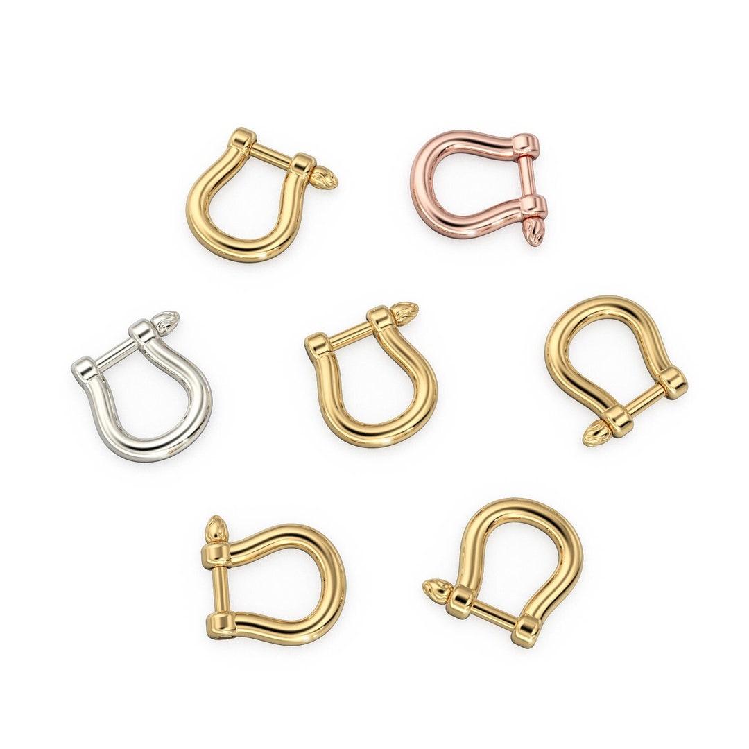 Carabiner Horse Shoe Screw Solid Gold Clasp Charm Holder / Screw Clasp ...