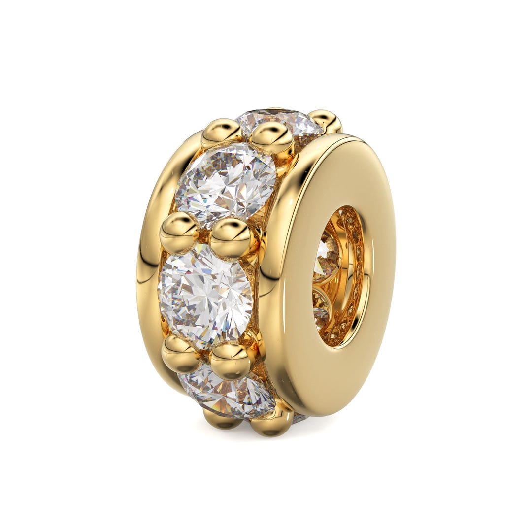 Diamond Eternity 18k Solid Yellow Gold 5mm Rondelle Wheel Beads for ...