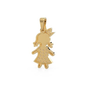 14K Solid Yellow Gold Girl Pendant / 14k 18k Solid Gold Pendant / Baby ...