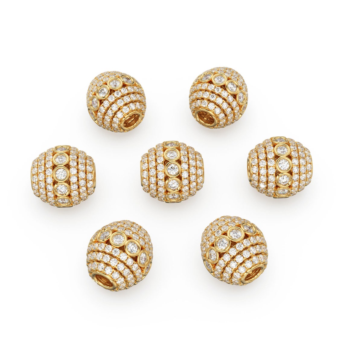 Diamond Bezel Hefty Oval 14k 18k Solid Gold Spacer Finding Bead ...