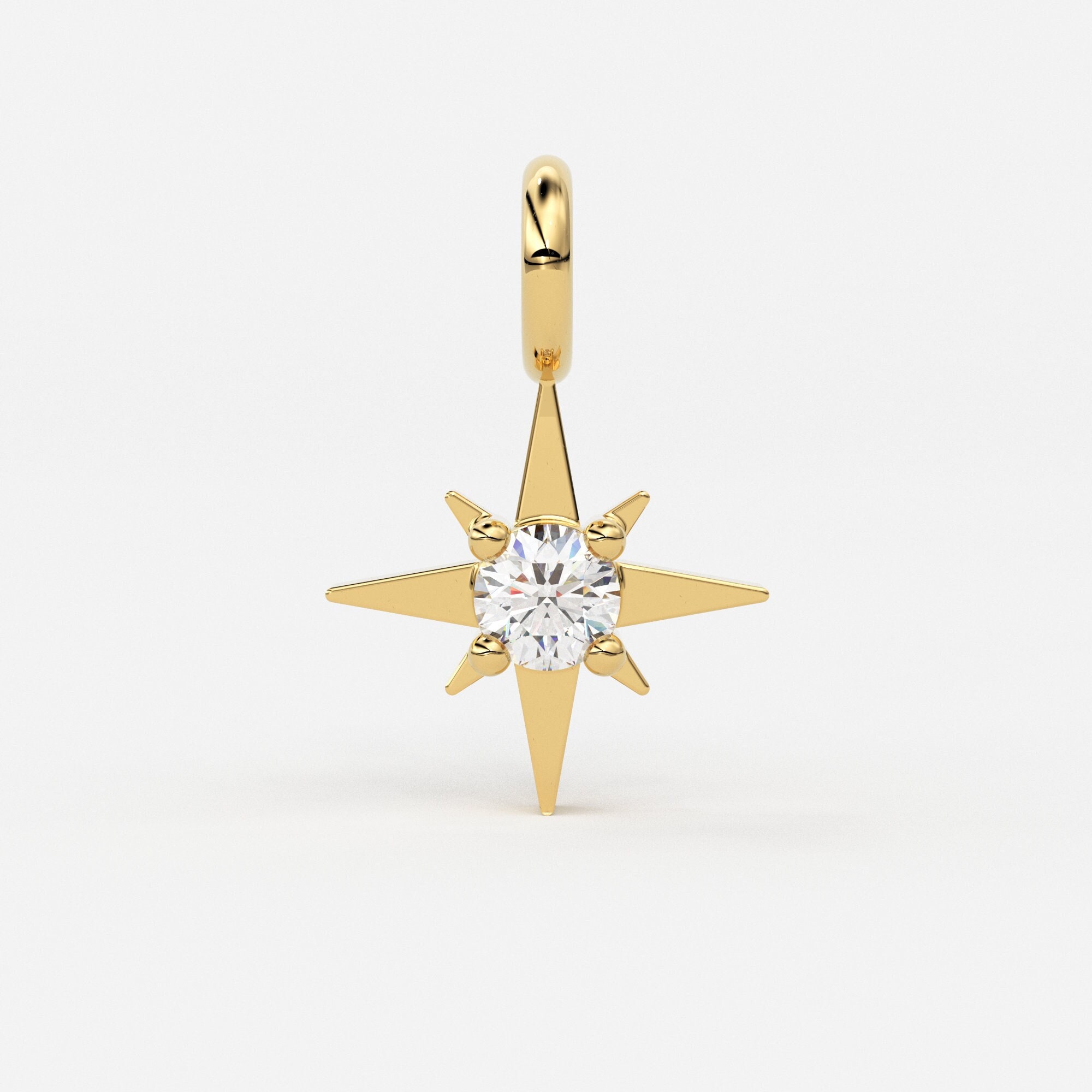 14k 18k Solid Gold Diamond Star Charm / Petite Brilliant - Etsy