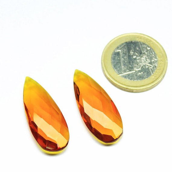 Brandy Citrine Quartz Faceted Pear Drop Briolette Gemstone | Etsy