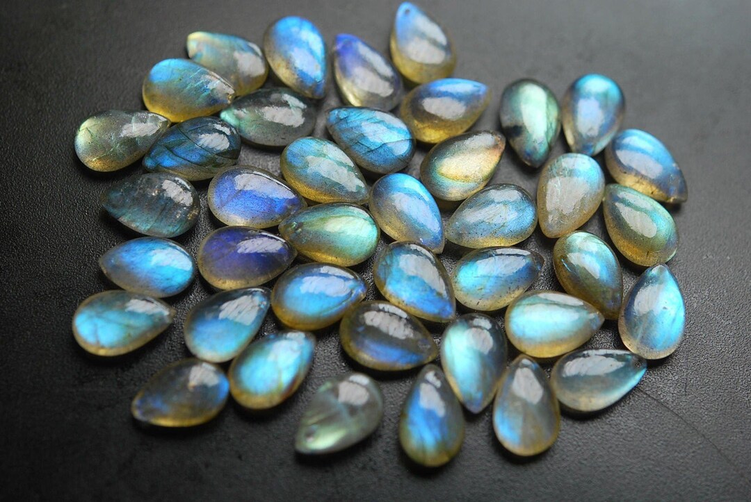 Spectrolite Labradorite Smooth Pear Drop Briolette Gemstone Pair Beads ...