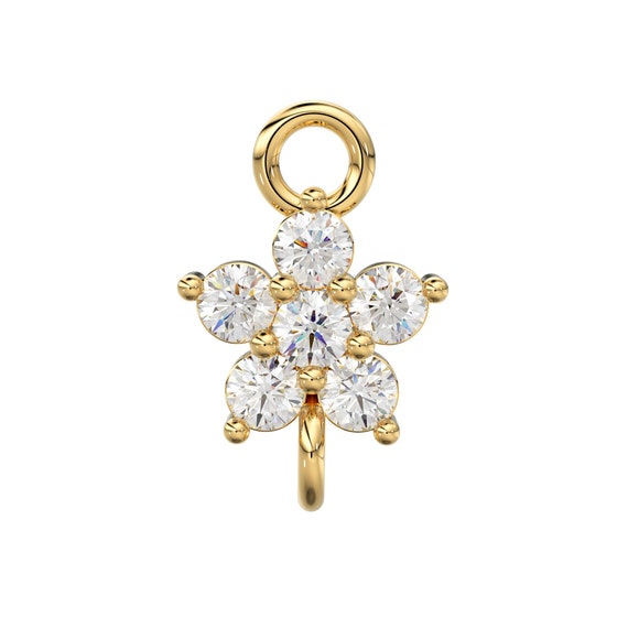 Cluster Diamond Connector / 14k 18k Solid Gold Connector / - Etsy