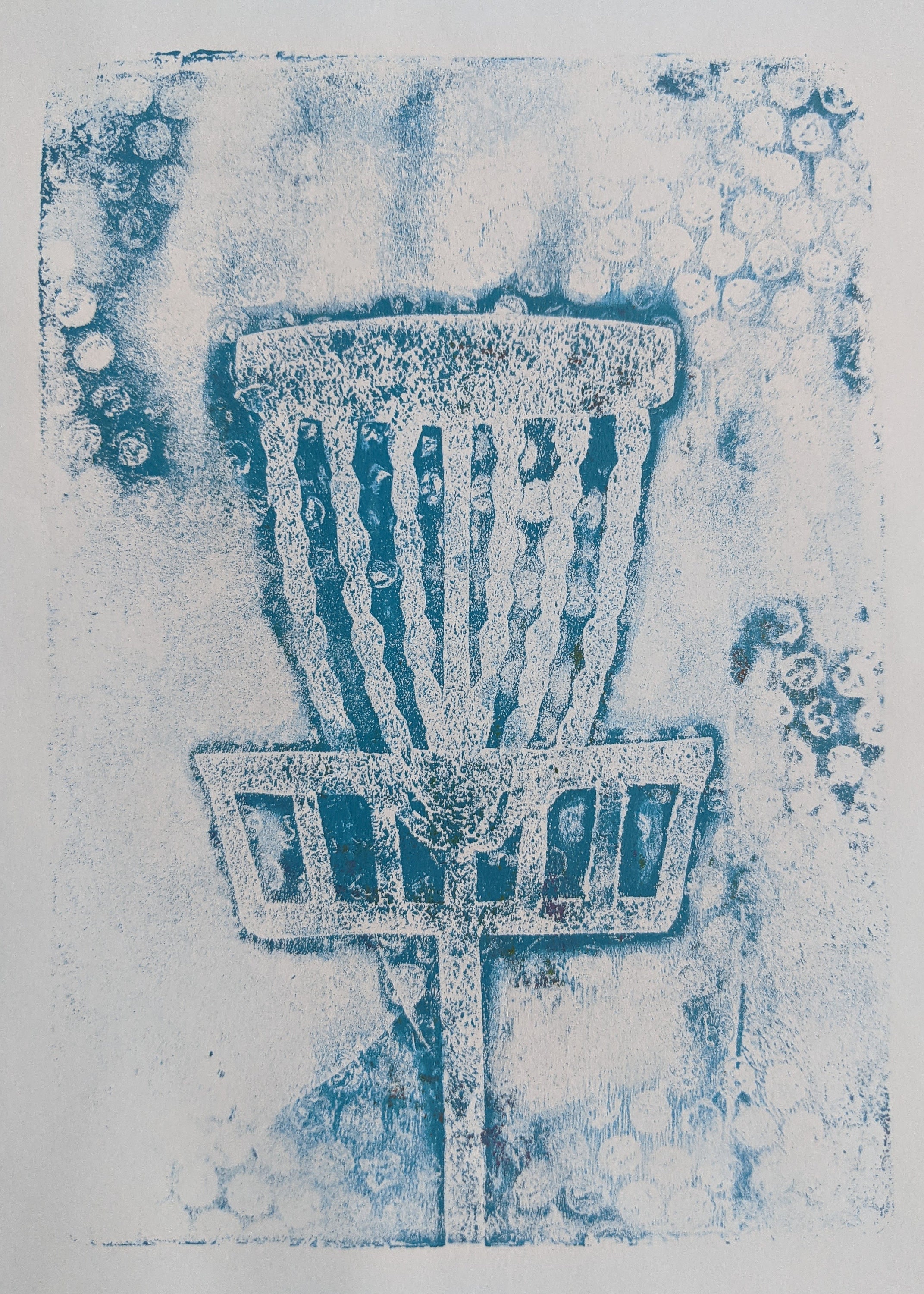 Blue Disc Golf Basket Art Print Digital Download | Etsy