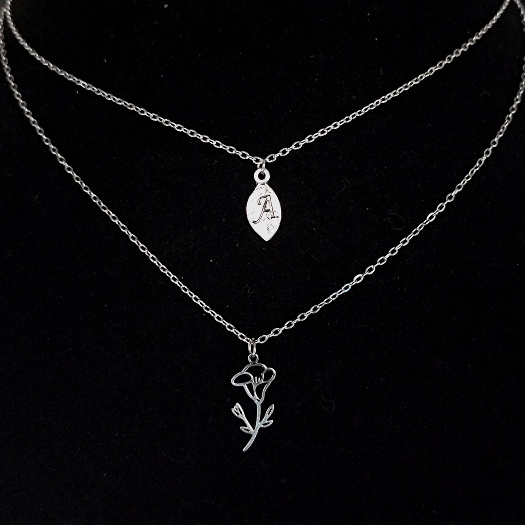 Personalized Birth Flower Duo Chain Necklace for Birthday - Etsy