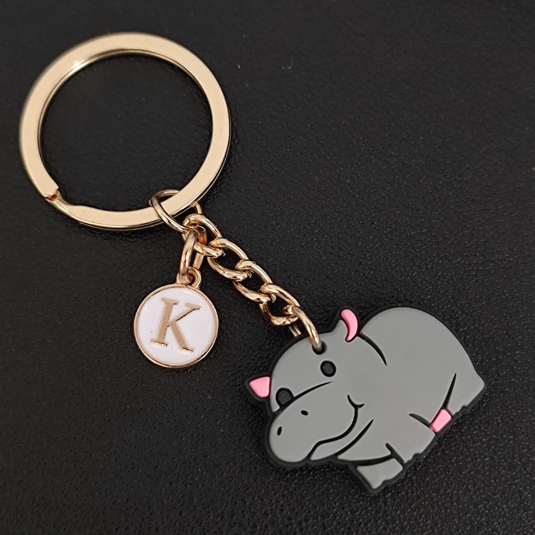 Personalized Hippo Keychain PVC Rubber - Etsy