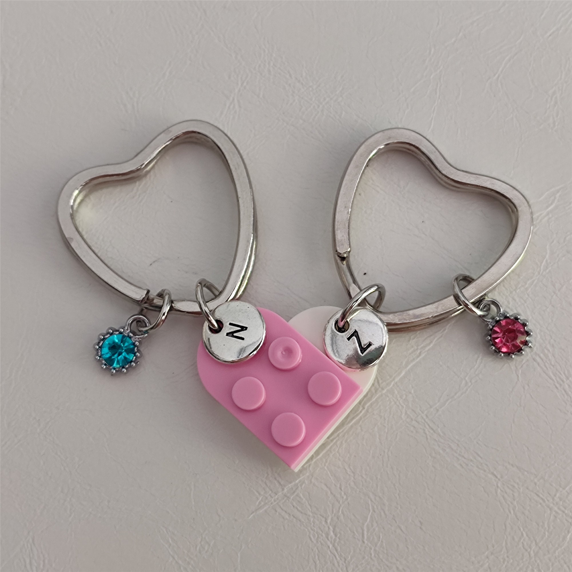 Love Heart Keychain Made From Bricks With Birthstones - Etsy