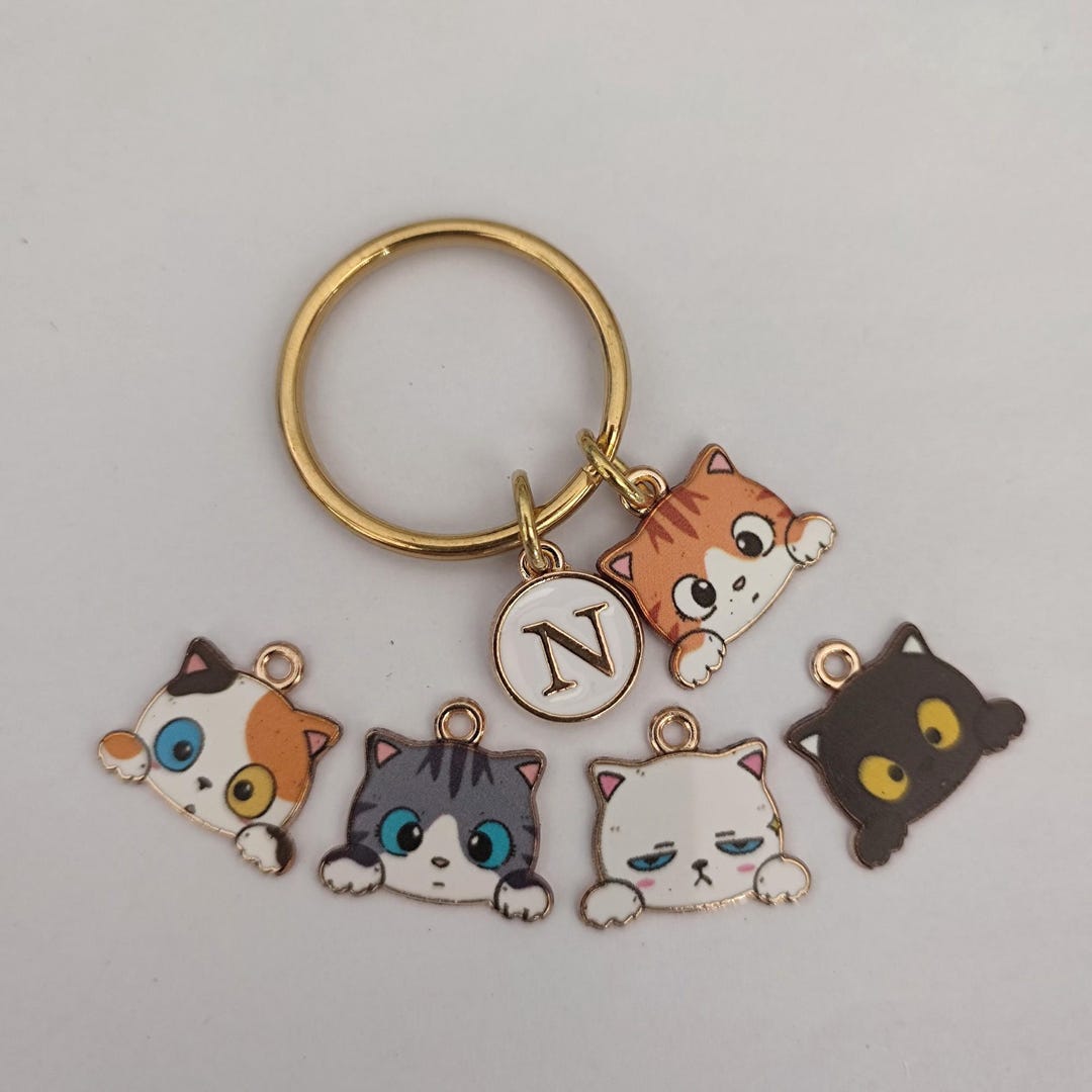 Cat Head Keychain - Kitty Lover Keyring - Etsy