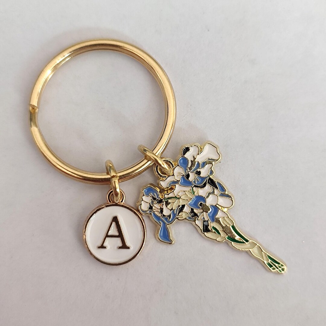 Iris Flower Keychain: Personalized Initial Charm - Etsy