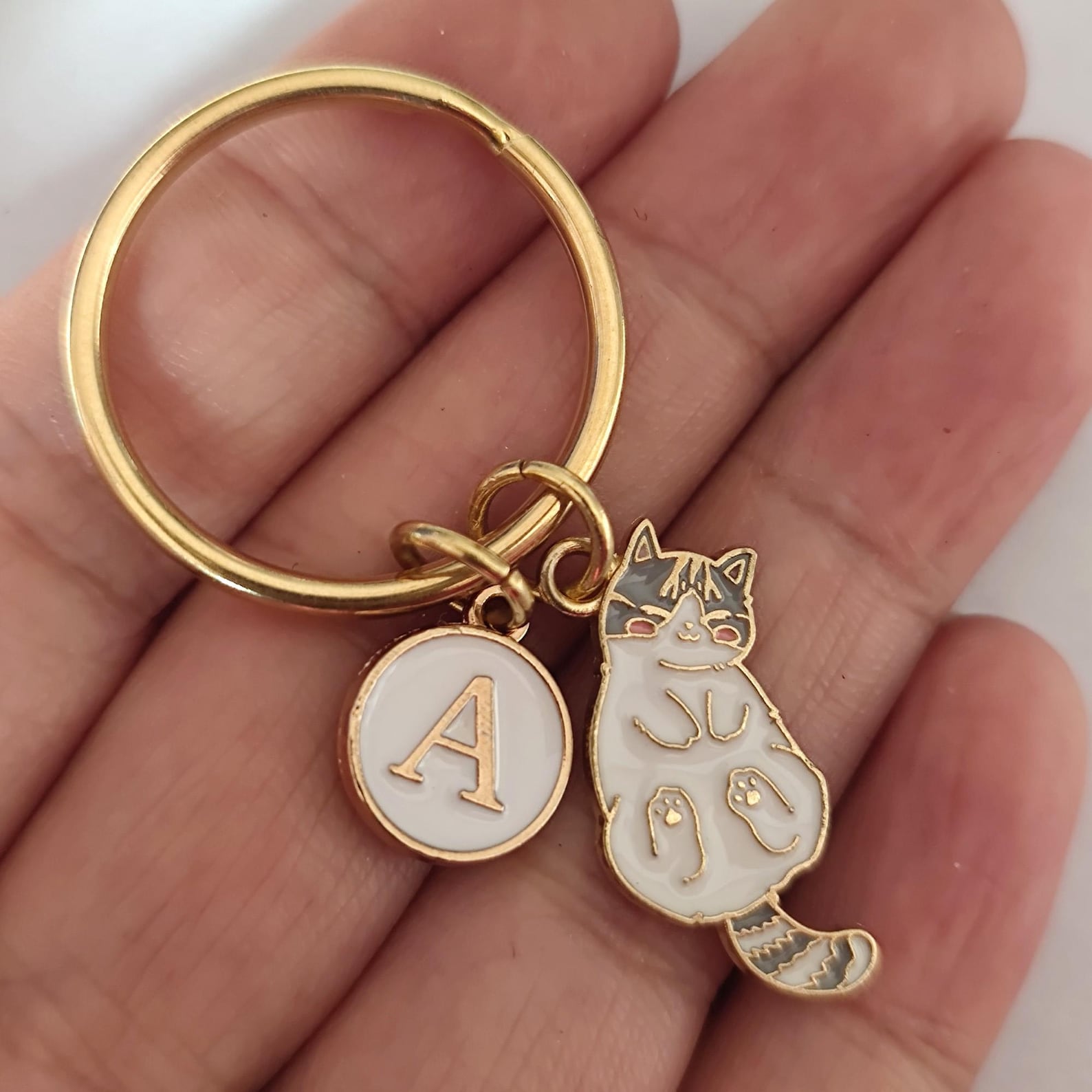 Cat Keychain Personalized Gift for Girl - Etsy