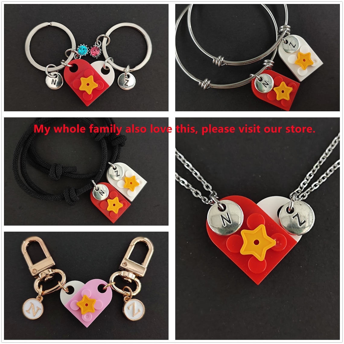 Love Heart Keychain Made From Bricks With Birthstones - Etsy