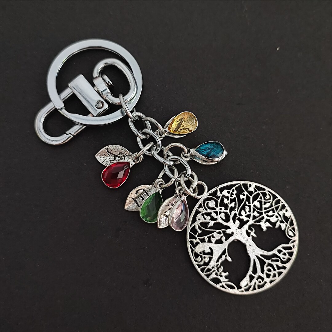 Tree of Life Keychain With Birthstones for Family Member - Etsy