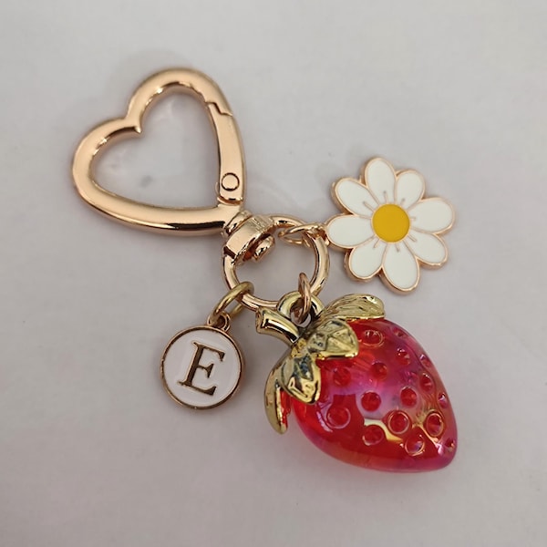 Strawberries Keychain - Etsy