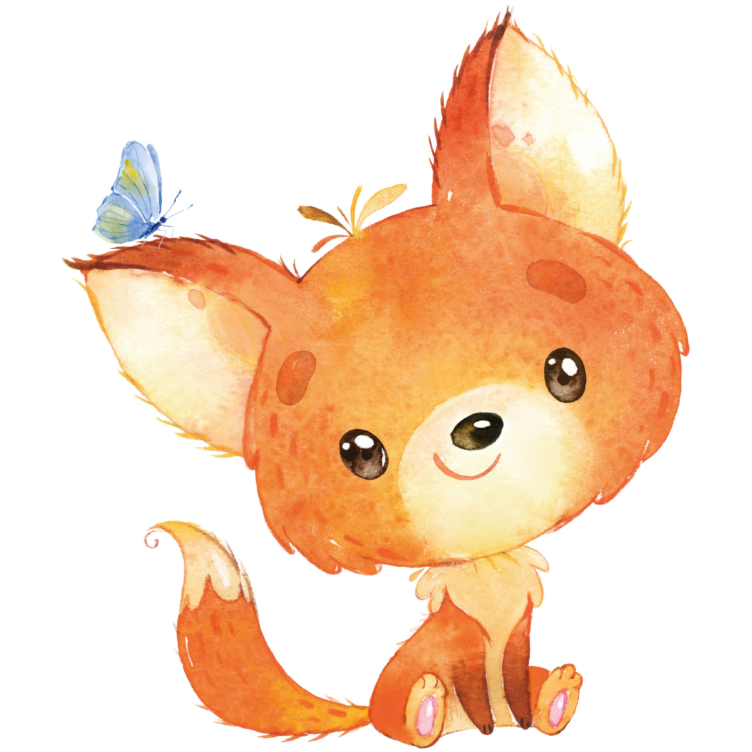 Poster Wandbild Baby Fuchs Fox A4 Waldtiere Portrait Aquarell | Etsy