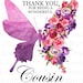 Cousin Clipart, Thank You Cousin PNG, Floral Butterfly, Sublimation ...