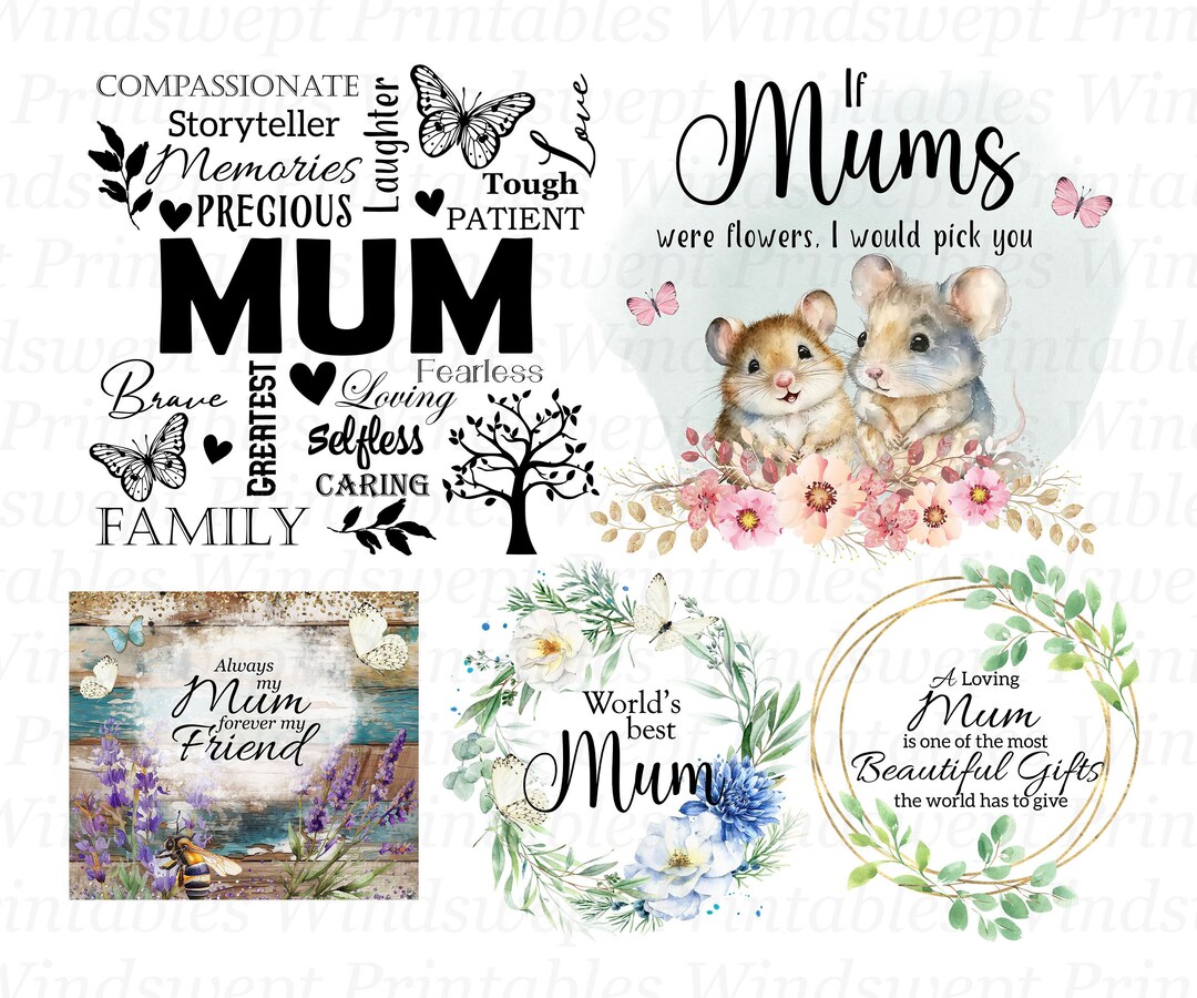 Mum Clipart: Mum Sublimation Bundle, Mum PNGS, Printable Decals, Mother ...
