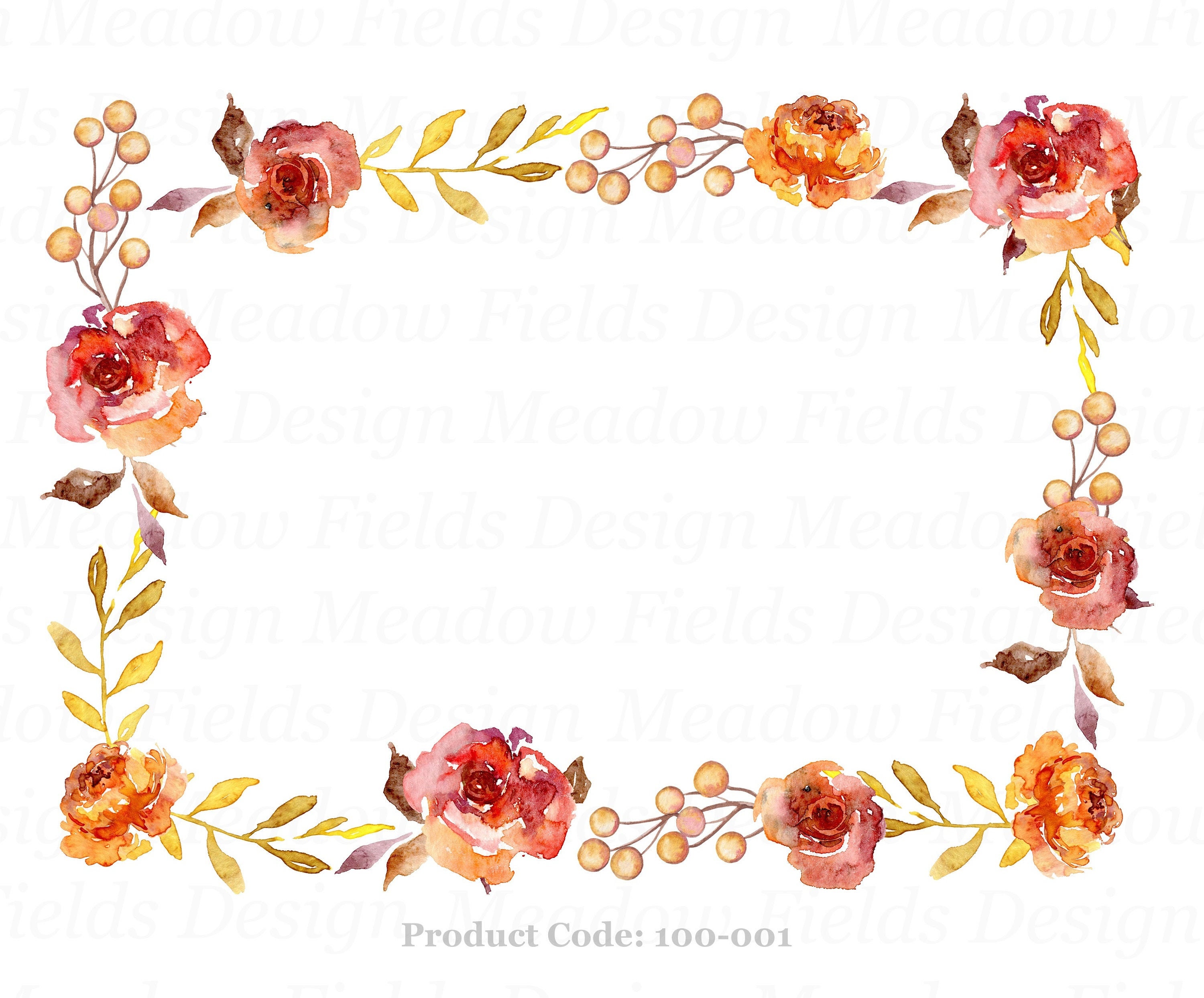 Autumn floral frame autumn pngs fall gifts thanksgiving | Etsy