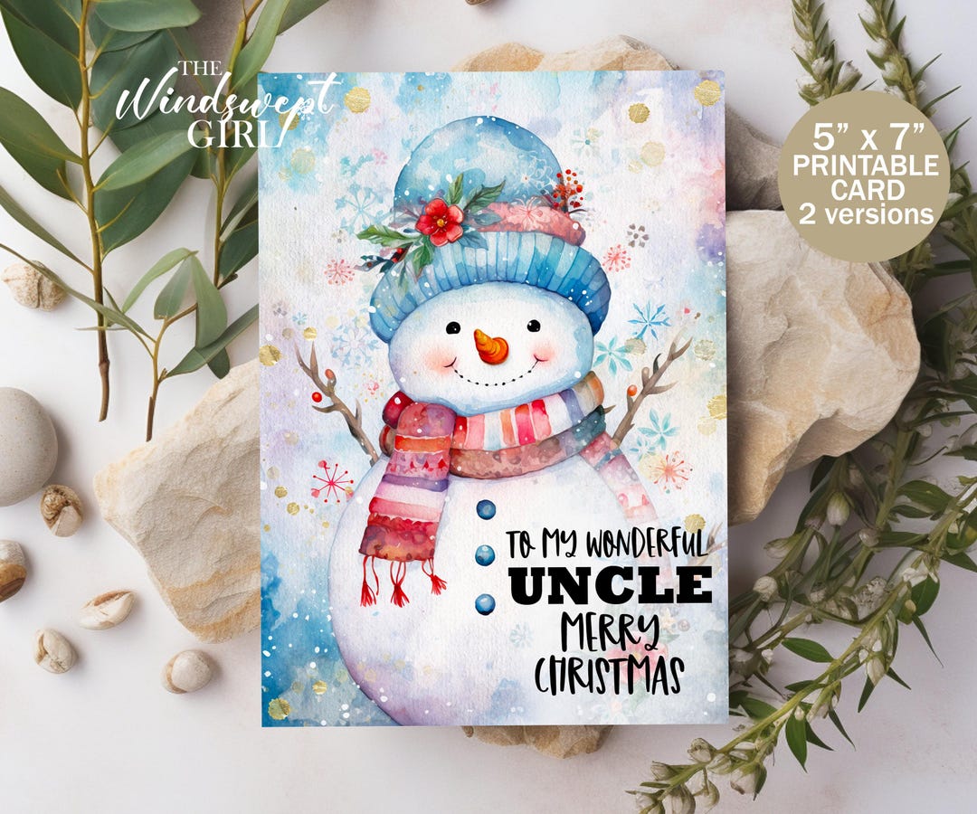 Uncle Christmas Card 5 X 7 PRINTABLE Instant Download DIGITAL ONLY ...