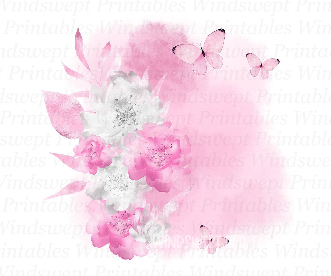 Pale Pink Floral Background Png, Sublimation Clipart, Flowers Png ...