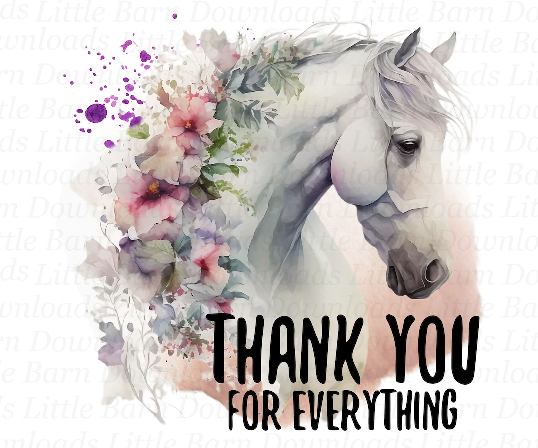 Thank You Clipart, Instant Download, Printable Signs, Horse Gift ...