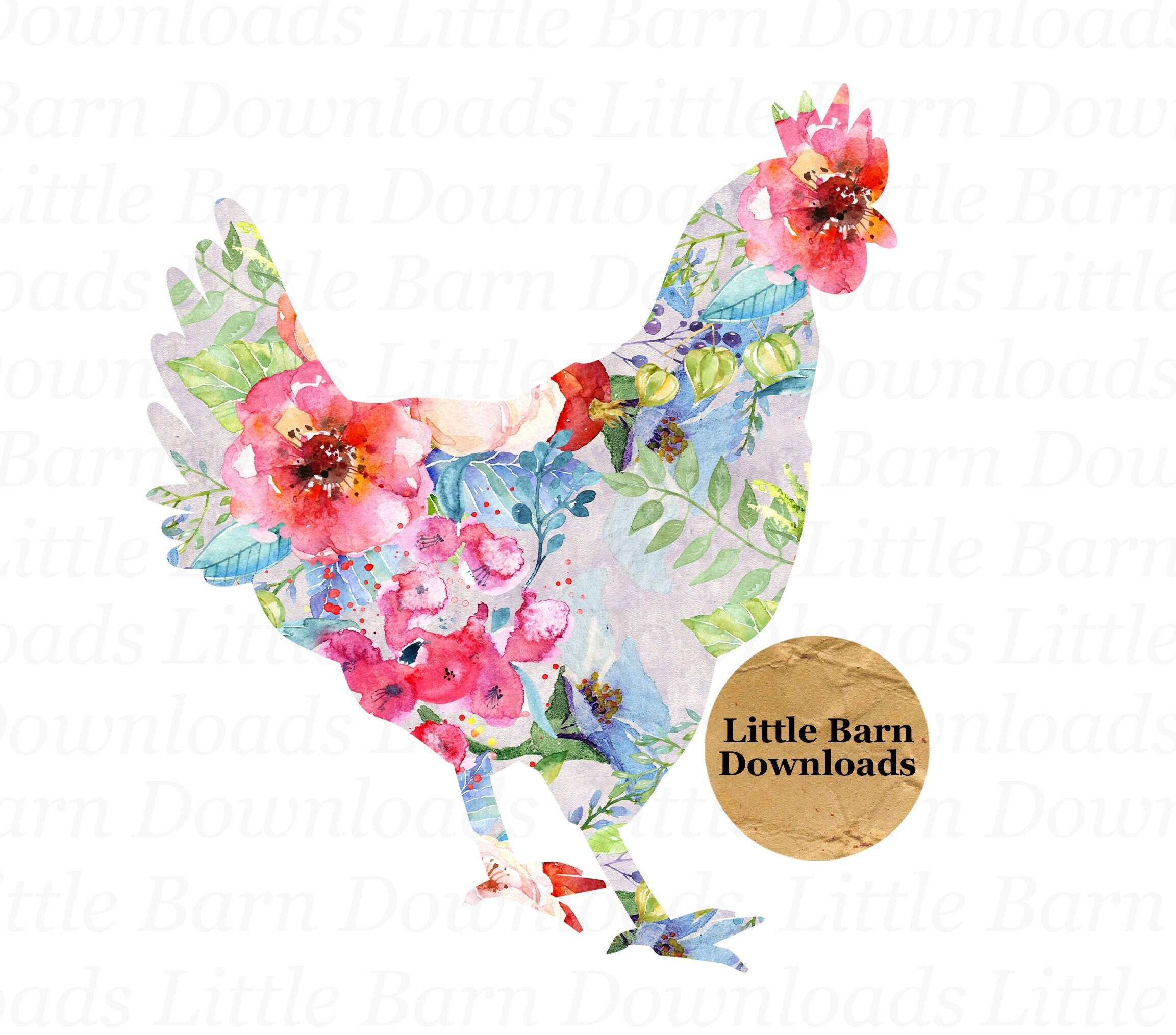 Floral Chicken DIGITAL Chicken Chicken Silhouette Rooster - Etsy