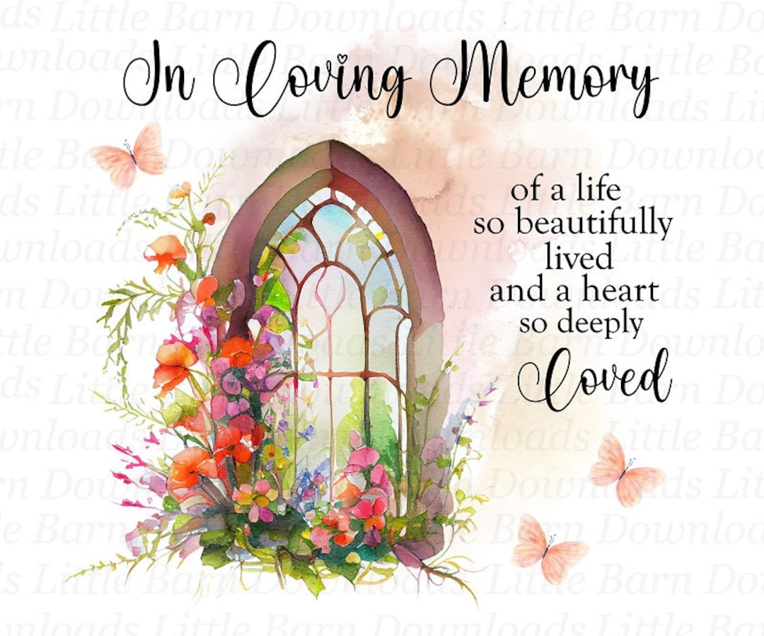 In Loving Memory PNG, Memorial Clipart, Church Windows, Sublimation ...
