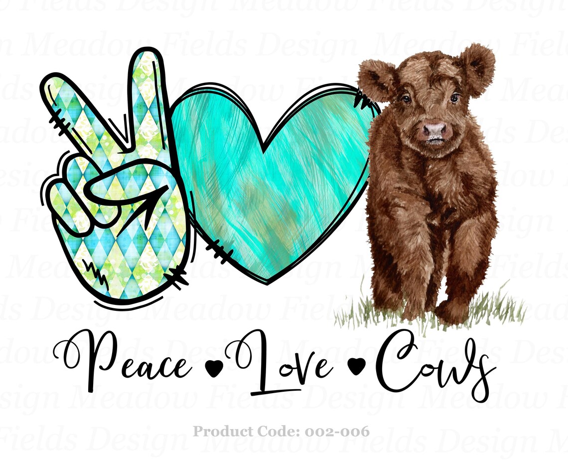 Peace Love Cows PNG Cow Clipart Sublimation Decals | Etsy