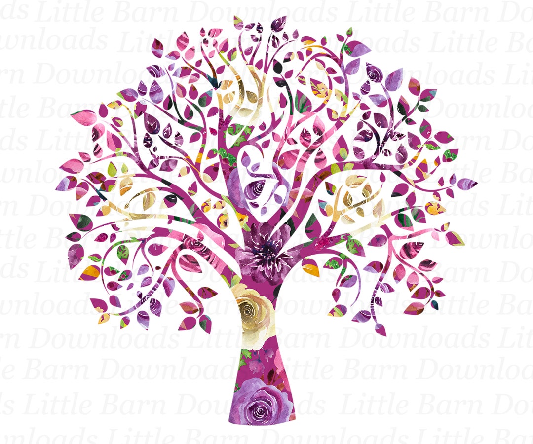 Floral Tree Clipart, Family Tree, Watercolour Pngs, Tree of Life Pngs ...
