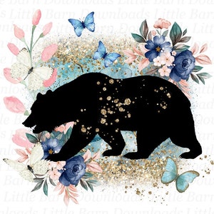 Bear PNG Bundle, Bear Clipart, Floral Mama Bear, Sublimation Files ...