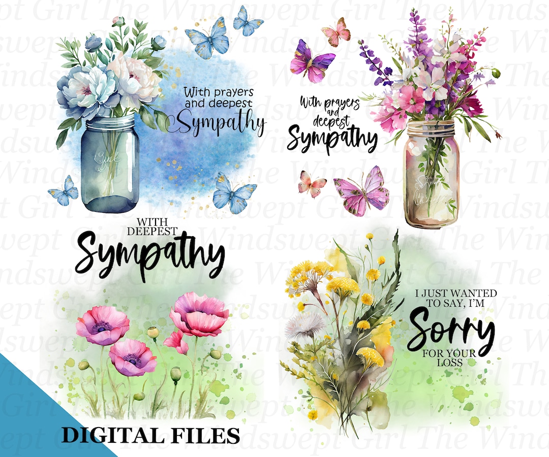 With Sympathy Clipart, PNG Sublimation Bundle, With Deepest Sympathy ...