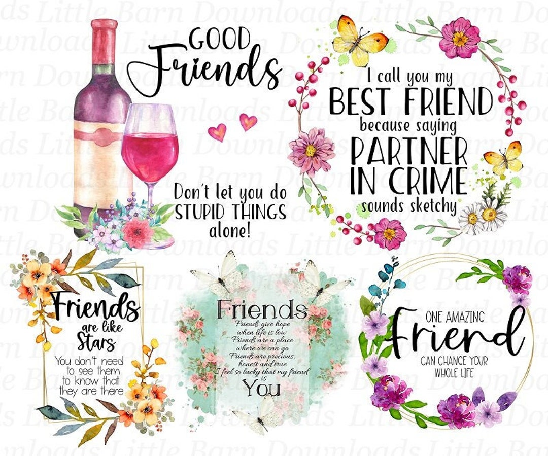 Friend PNG Bundle, Friendship Clipart, Bestie Transfers, Sublimation ...