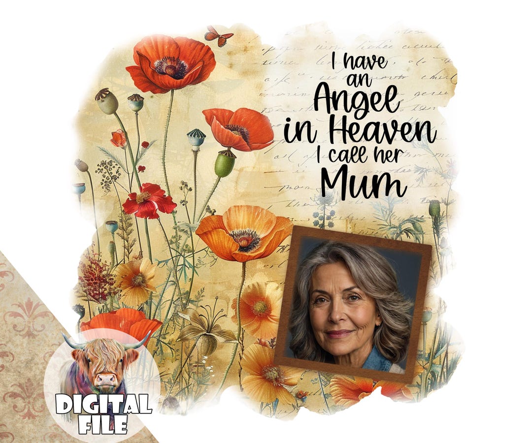 Mum Memorial PNG: Angel in Heaven Photo Sublimation (digital Download ...