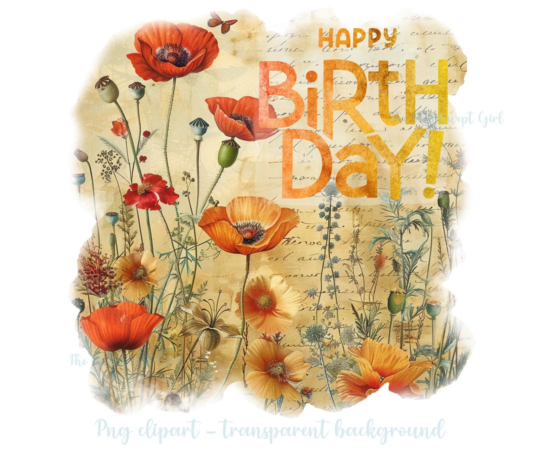 Happy Birthday Clipart in PNG Format for Sublimation, Printable ...