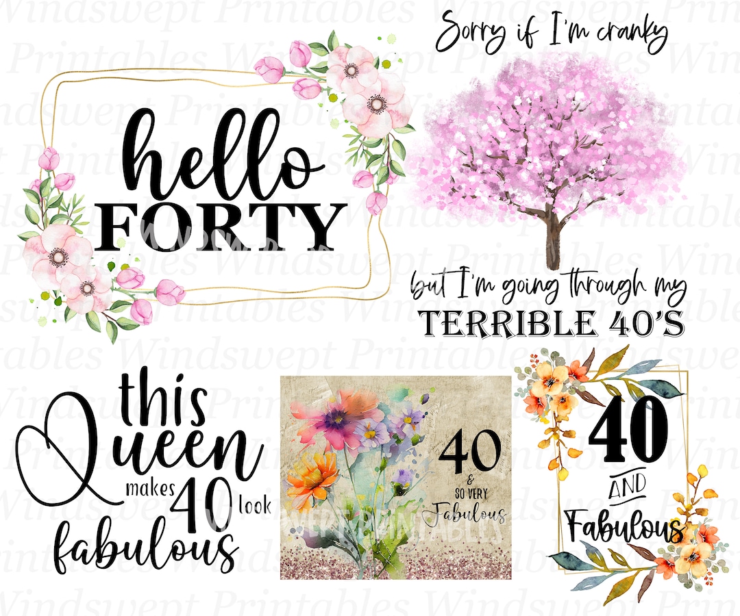 40th Birthday Clipart, 40th Birthday Sublimation Graphics, 40th ...
