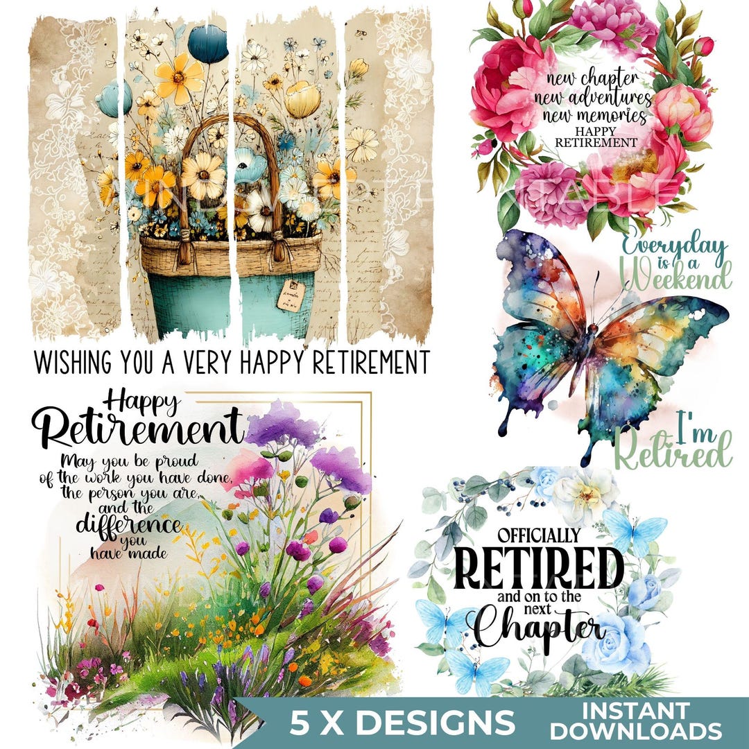 Retirement PNG Clipart Bundle: Happy Retirement Sublimation (INSTANT ...