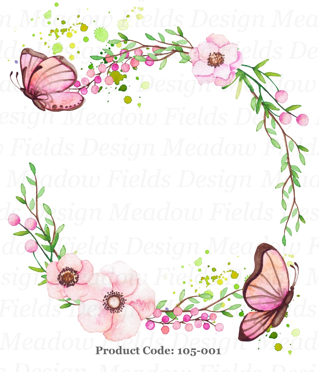 Pink Floral Frame With Butterflies Sublimation Png File, Pink Flowers ...