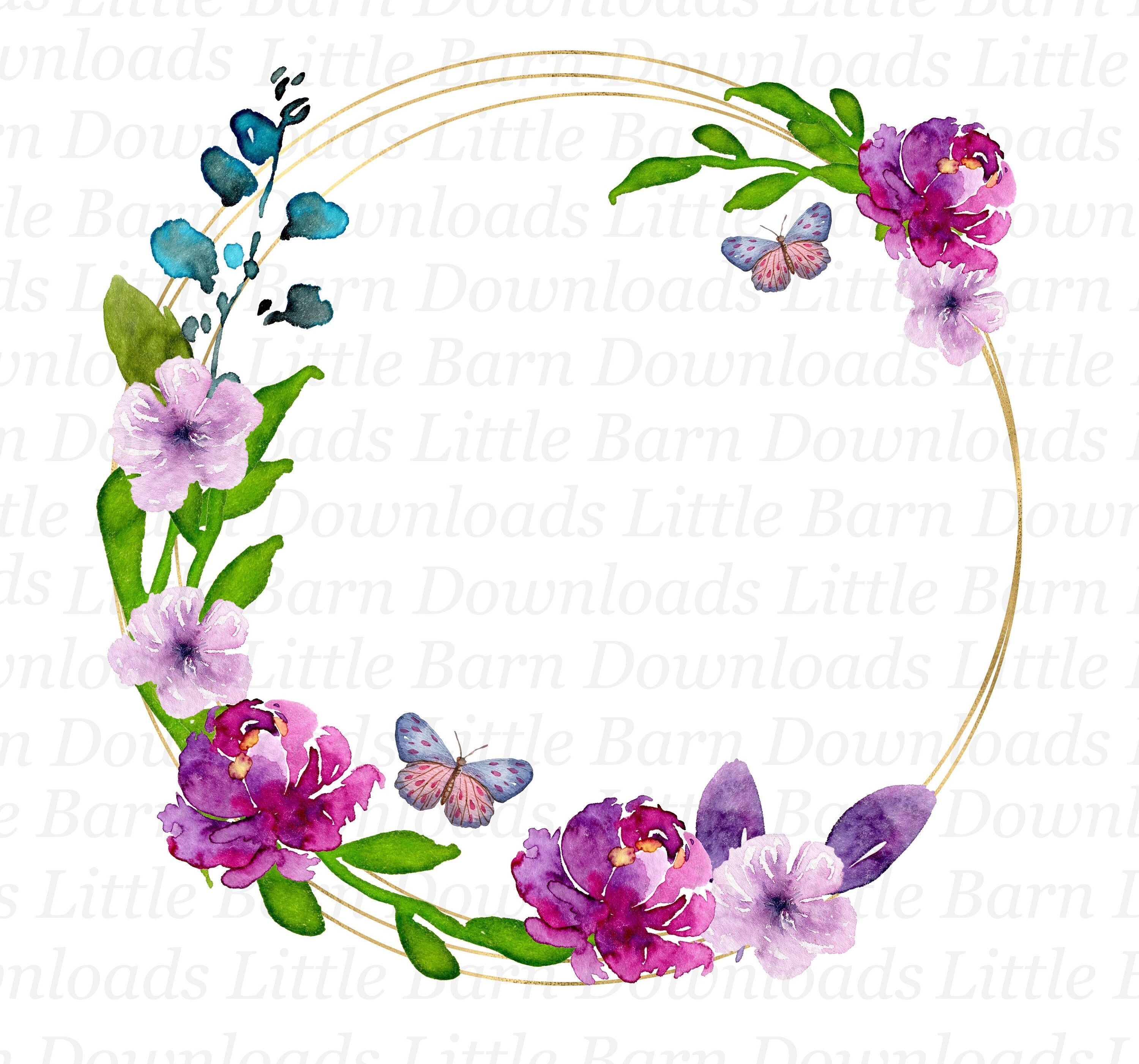 Lilac and Purple Flowers PNG Floral Frame Clipart - Etsy