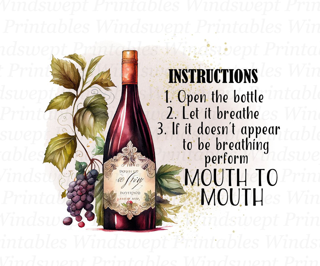 Wine Instructions Png, Wine Transfers, Wine Print, Sublimation Graphics ...