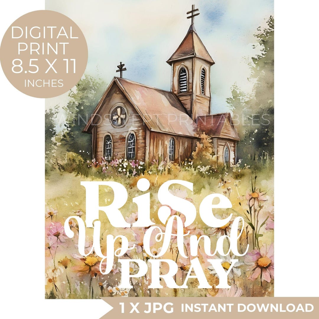 Rise up and Pray Wall Print: Christian Printables, Church Journal Page ...
