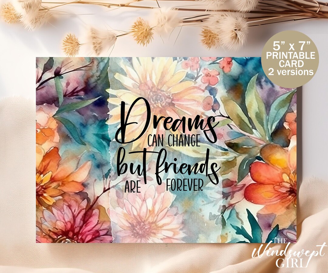 PRINTABLE Friend Card 5 X 7 Instant Download 5 X 7 Card for Bestie ...