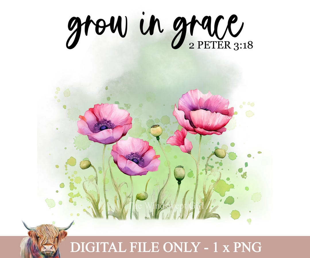 Grow in Grace Clipart, Scriptures Sublimation Graphics, Instant Digital ...