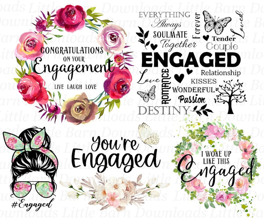 Engaged Clipart, Engagement PNG Bundle, You're Engaged PNG, Engagement ...