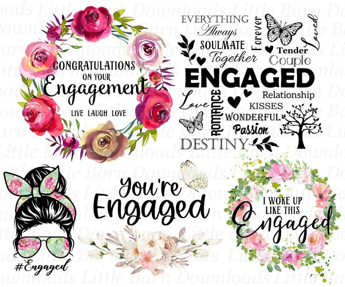 Engaged Clipart Engagement PNG Bundle You're Engaged - Etsy UK