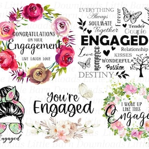 Engaged Clipart, Engagement PNG Bundle, You're Engaged PNG, Engagement ...