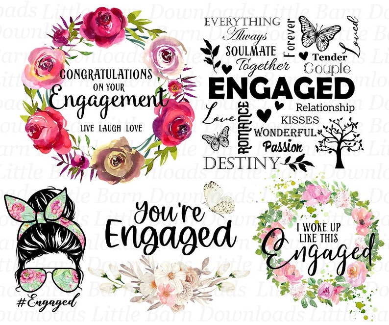Engaged Clipart Engagement PNG Bundle You're Engaged - Etsy