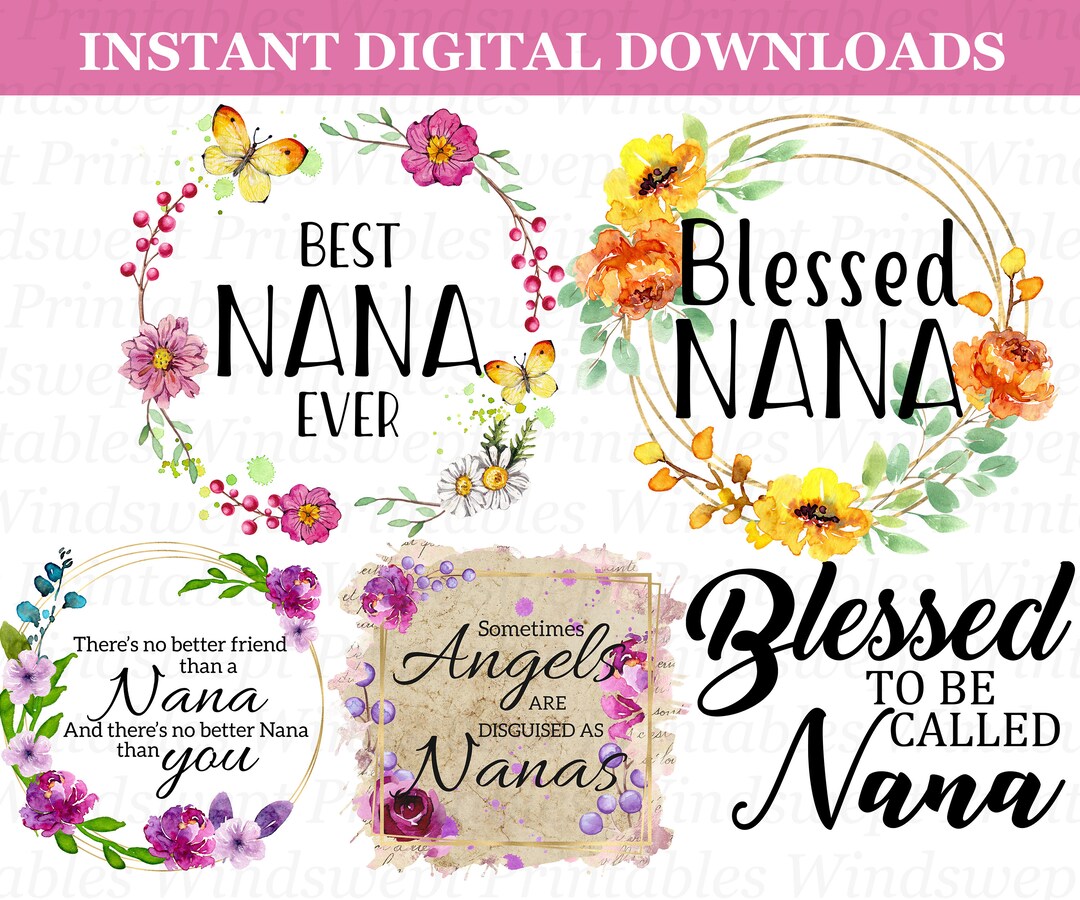 Nana PNG Bundle, Grandma Clipart, Family Quotes and Sayings, Digital ...