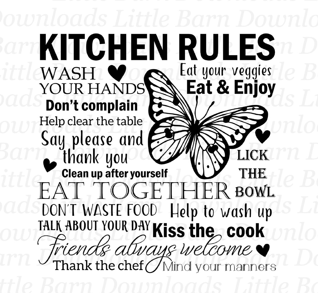 Kitchen Rules Clipart, Instant Download, DIGITAL, Sublimation ...