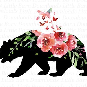 Bear PNG Bundle, Bear Clipart, Floral Mama Bear, Sublimation Files ...